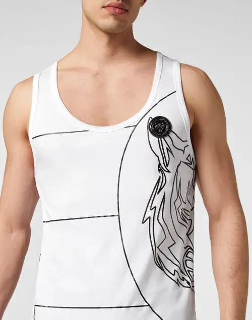 PLEIN SPORT Tank Top Tiger - White/black