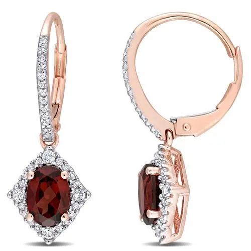 JULIANNA B. White Sapphire & Diamond Halo Earrings - Garnet