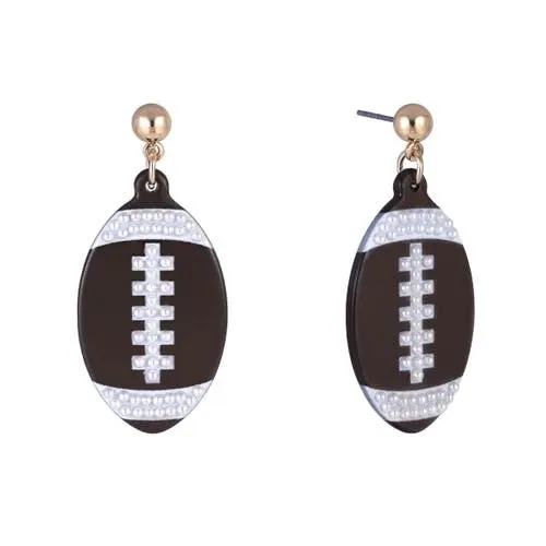 HALLMARK Football Drop Earrings With Pearl-accented Stitching