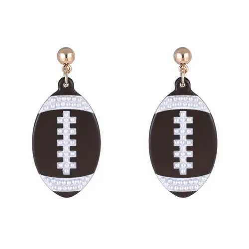 HALLMARK Football Drop Earrings With Pearl-accented Stitching