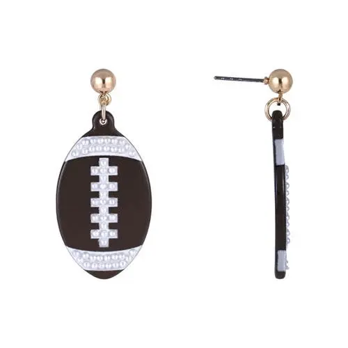 HALLMARK Football Drop Earrings With Pearl-accented Stitching