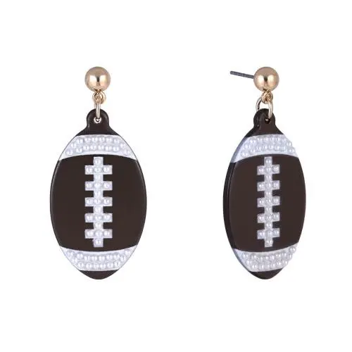HALLMARK Football Drop Earrings With Pearl-accented Stitching