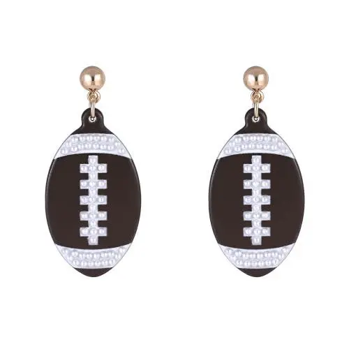 HALLMARK Football Drop Earrings With Pearl-accented Stitching