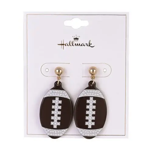 HALLMARK Football Drop Earrings With Pearl-accented Stitching