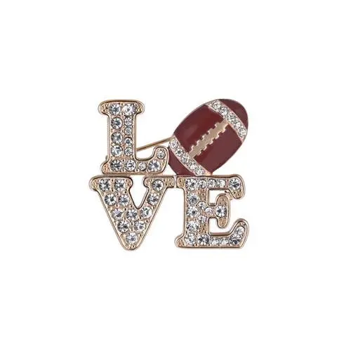HALLMARK Love" Football Pin With Rhinestones