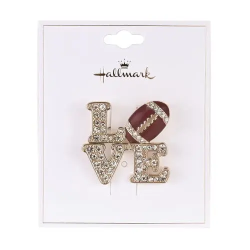 HALLMARK Love" Football Pin With Rhinestones