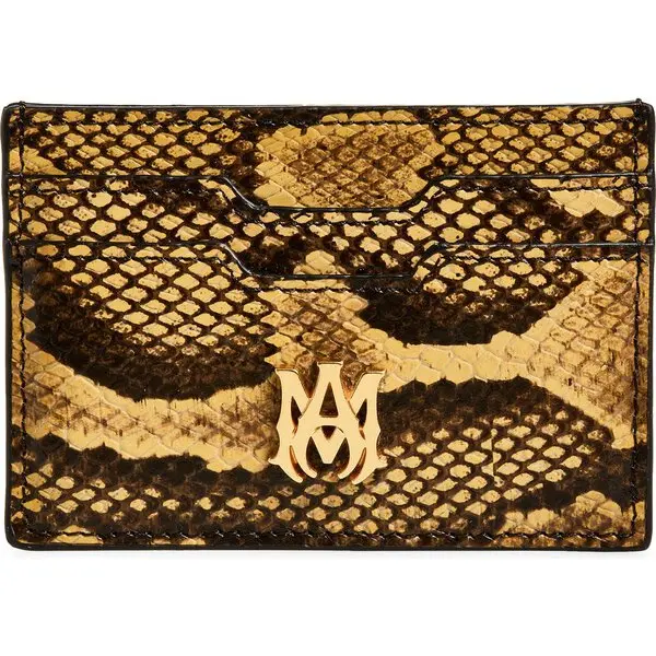 Amiri Python Embossed Card Holder - Brown