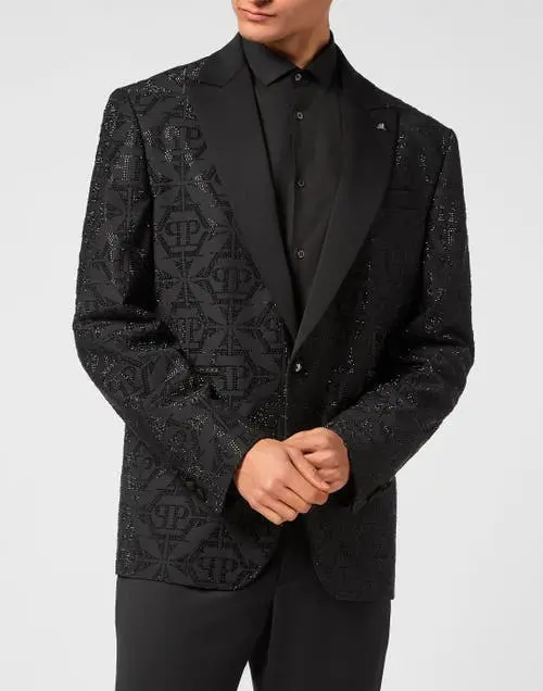 Philipp Plein Wool Blazer Lord Fit Hexagon