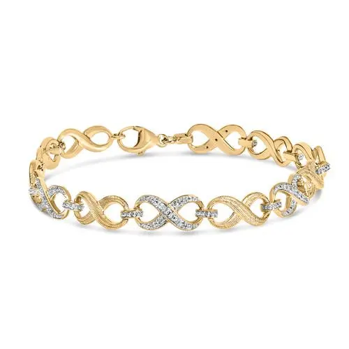 HAUS OF BRILLIANCE Gold Vermeil Diamond Infinity Link Bracelet - Silver