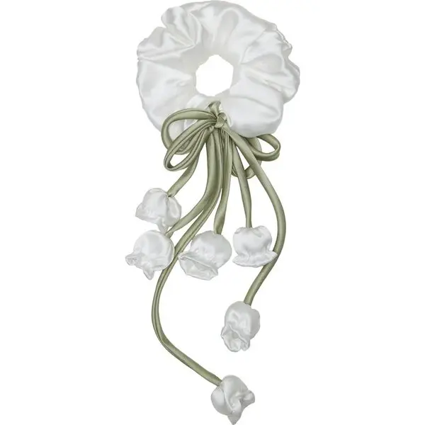 OLAH Lily Of The Valley Silk Hair Tie Scrunchie - White