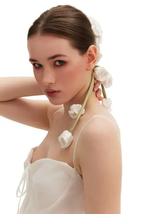 OLAH Lily Of The Valley Silk Hair Tie Scrunchie