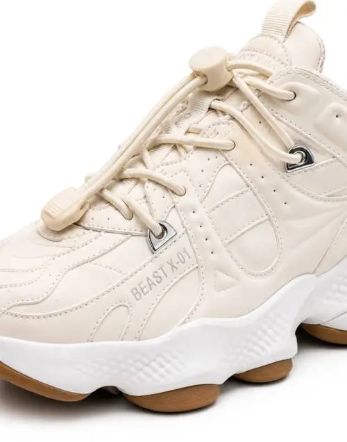 PLEIN SPORT Runner Beast X-01 Nappa Sneakers - Beige