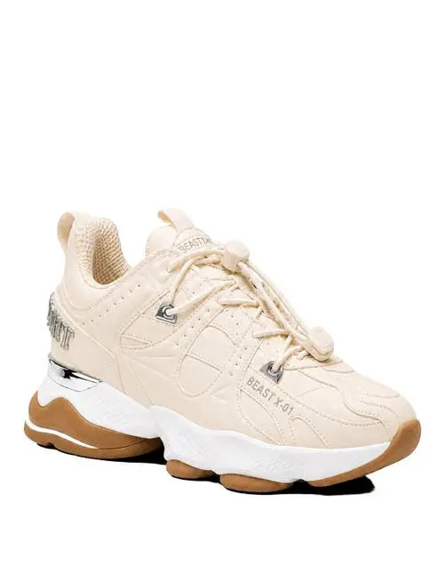 PLEIN SPORT Runner Beast X-01 Nappa Sneakers - Beige