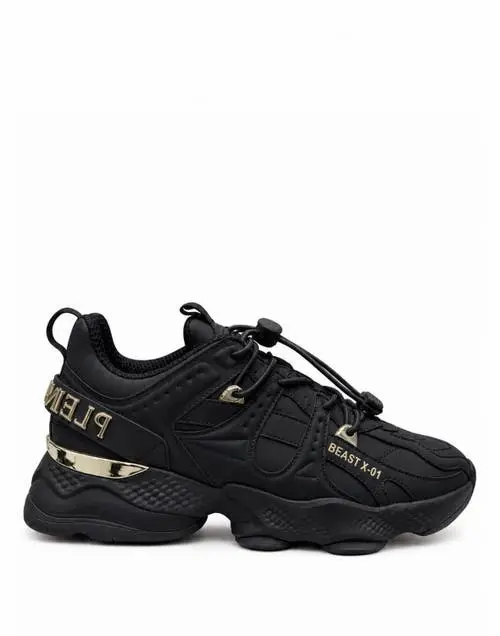 PLEIN SPORT Runner Beast X-01 Nappa Sneakers - Black/lightgold