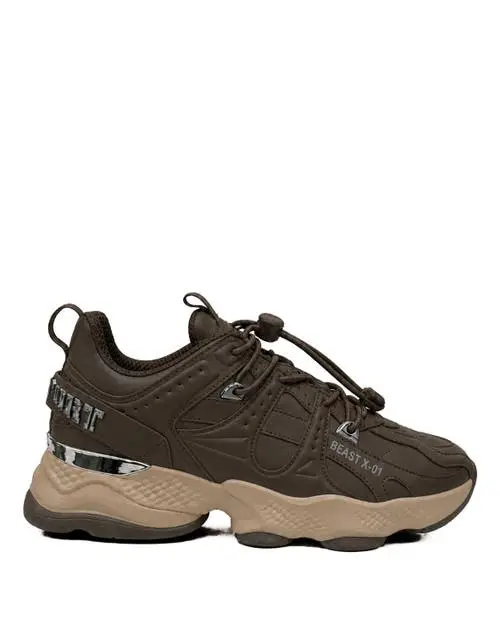 PLEIN SPORT Runner Beast X-01 Nappa Sneakers - Darkbrown