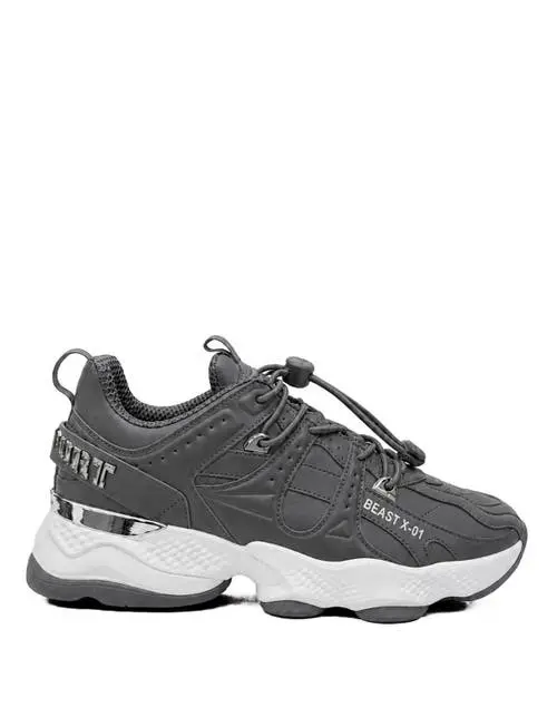 PLEIN SPORT Runner Beast X-01 Nappa Sneakers - Grey