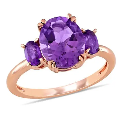 JULIANNA B. 14k Rose Gold Oval Three-stone Ring - Amethyst