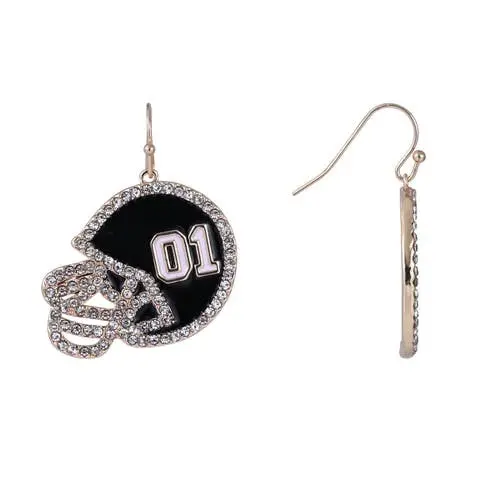HALLMARK Football Helmet Statement Earrings With Rhinestone Embellishments