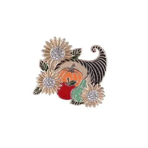 HALLMARK Enamel And Stone Cornucopia Pin