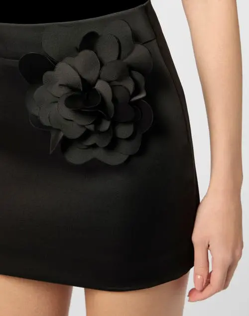 Philipp Plein Satin Mini Skirt With Floral Embellishment