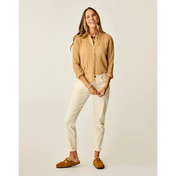 Carve Designs Tatum Gauze Top - Camel Lurex