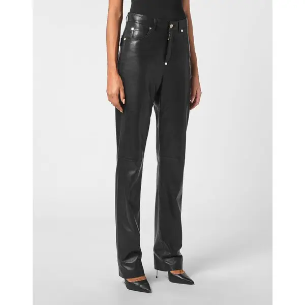 Philipp Plein Leather Trousers Long
