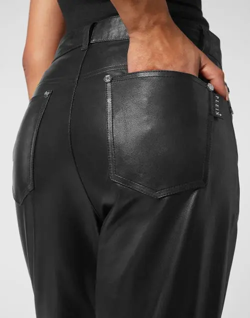 Philipp Plein Leather Trousers Long