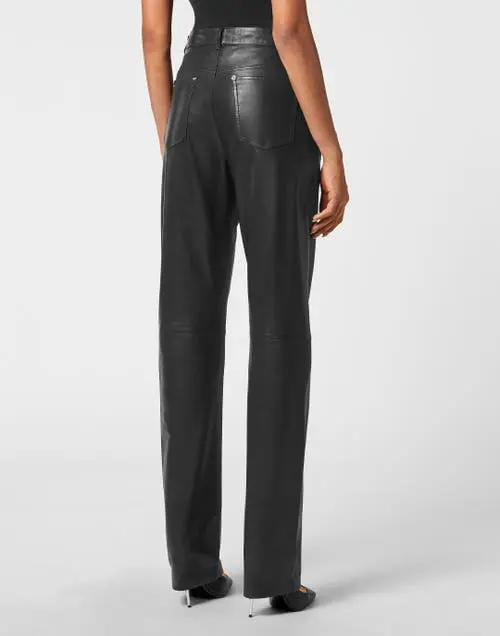 Philipp Plein Leather Trousers Long