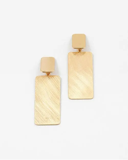 ERIN MCDERMOTT JEWELRY Rectangular Textured Drop Earrings - Gold