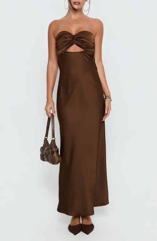 Princess Polly Faviola Strapless Satin Maxi Dress