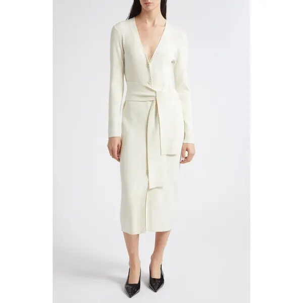 TOCCIN Tocca Lara Long Sleeve Cardigan Dress - Ivory