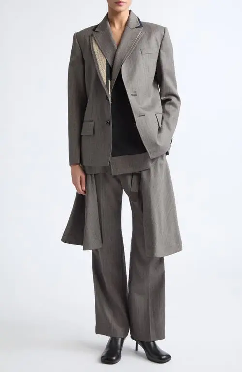 Sacai Layered Deconstructed Herringbone Jacket - Brown