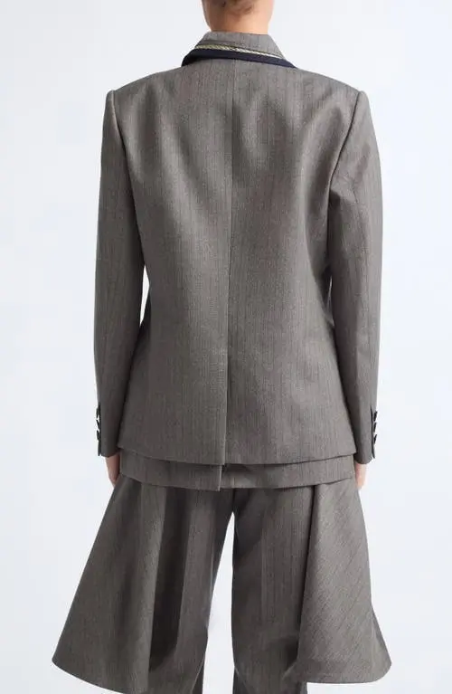 Sacai Layered Deconstructed Herringbone Jacket - Brown