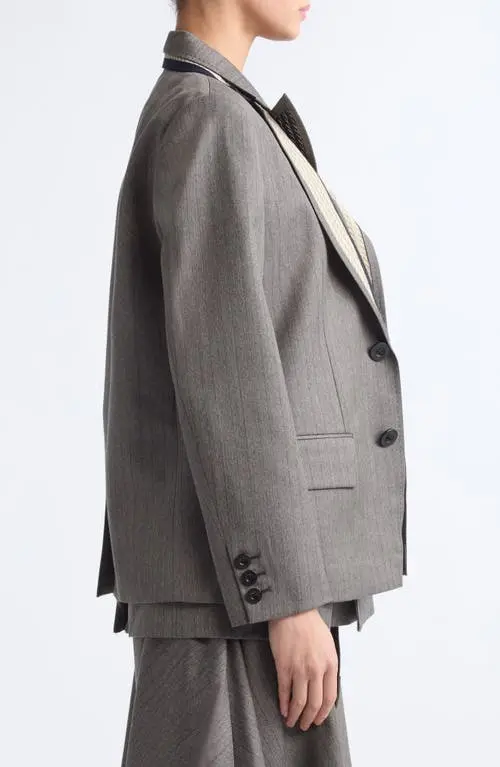 Sacai Layered Deconstructed Herringbone Jacket - Brown