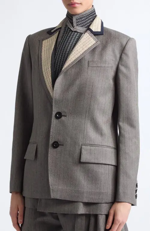 Sacai Layered Deconstructed Herringbone Jacket - Brown