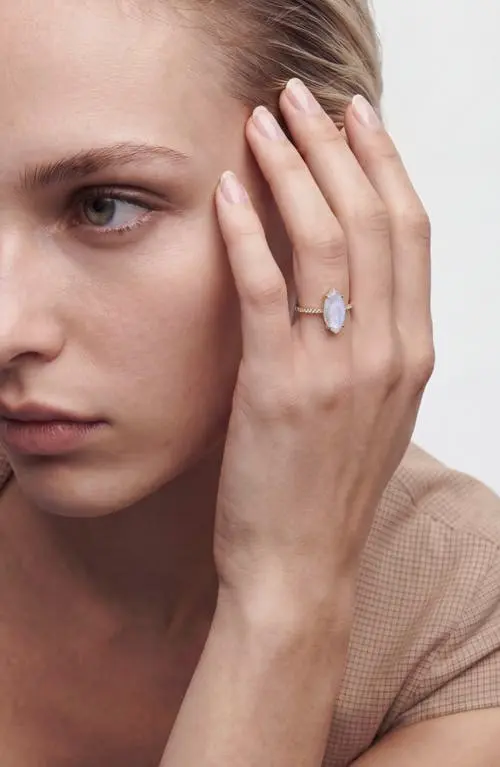 ST. MORAN Marquise Cut Moonstone & Cubic Zirconia Pavé Ring