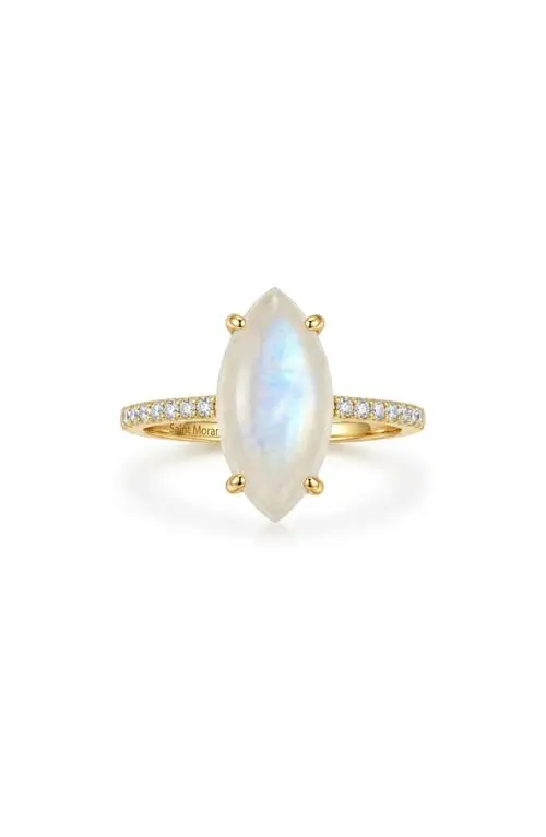 ST. MORAN Marquise Cut Moonstone & Cubic Zirconia Pavé Ring