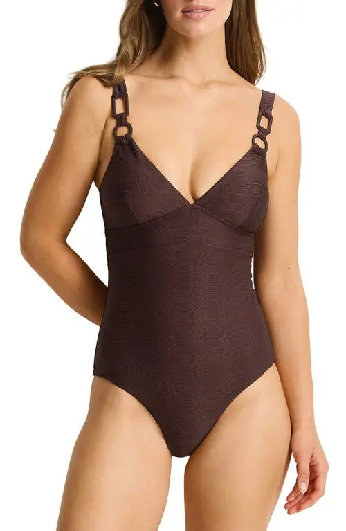 SEA LEVEL Zen Tie Back One-piece Swimsuit With Hardware Detail