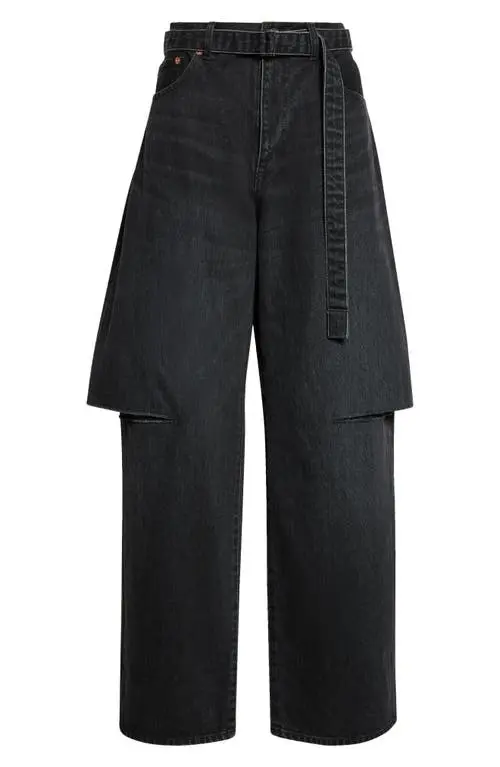 Sacai Sliced Belted Denim Jeans