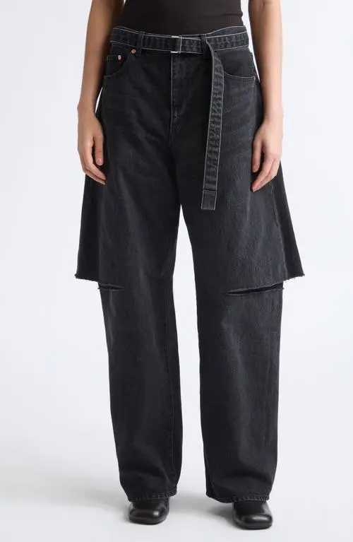 Sacai Sliced Belted Denim Jeans - Black