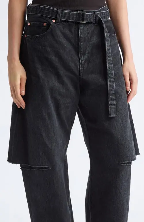 Sacai Sliced Belted Denim Jeans - Black