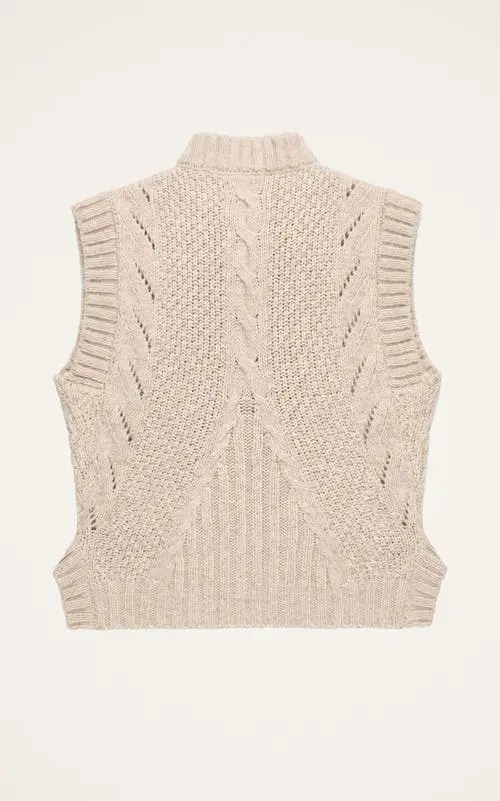 La DoubleJ Embroidered Cameo Vest - Solid Ecru