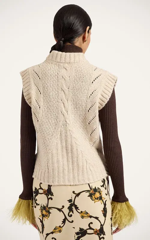La DoubleJ Embroidered Cameo Vest - Solid Ecru