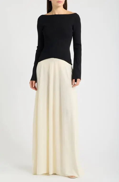Solid & Striped The Ambrio Bateau Neck Long Sleeve Maxi Dress