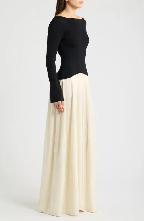 Solid & Striped The Ambrio Bateau Neck Long Sleeve Maxi Dress