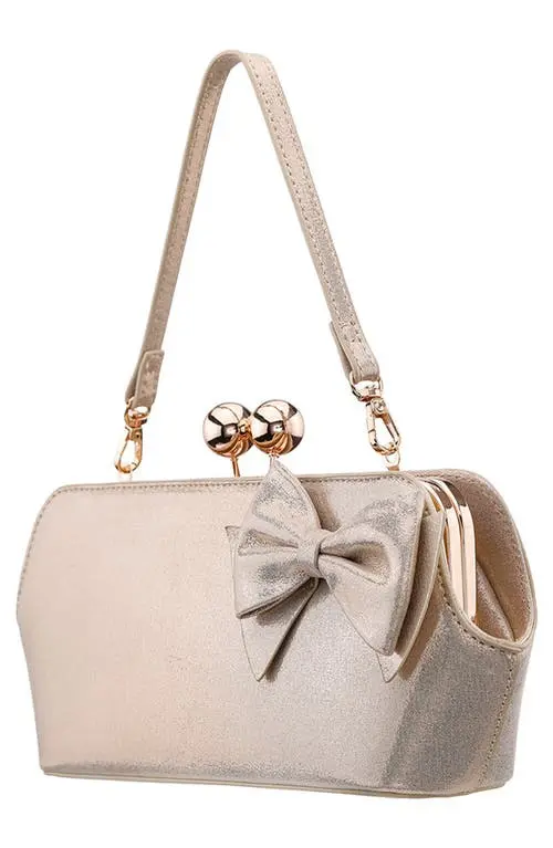 Nina Kenji Bow Frame Clutch - Platino