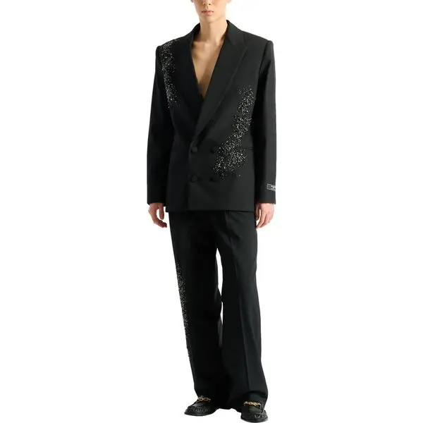 Balmain Wool Blazer With "sand Effect Amethyst" Embroidery