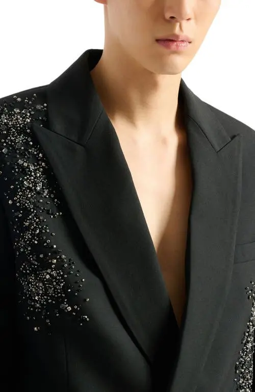 Balmain Wool Blazer With "sand Effect Amethyst" Embroidery