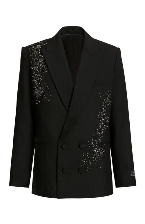 Balmain Wool Blazer With "sand Effect Amethyst" Embroidery