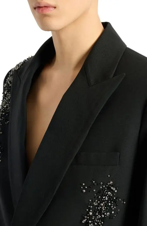 Balmain Wool Blazer With "sand Effect Amethyst" Embroidery